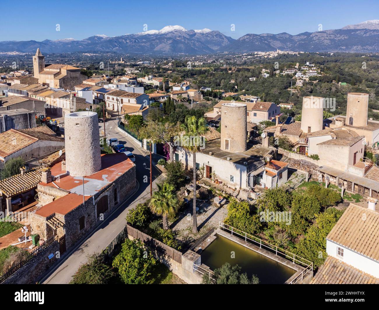 Historic 18th century mills of Les Comunes Stock Photo - Alamy