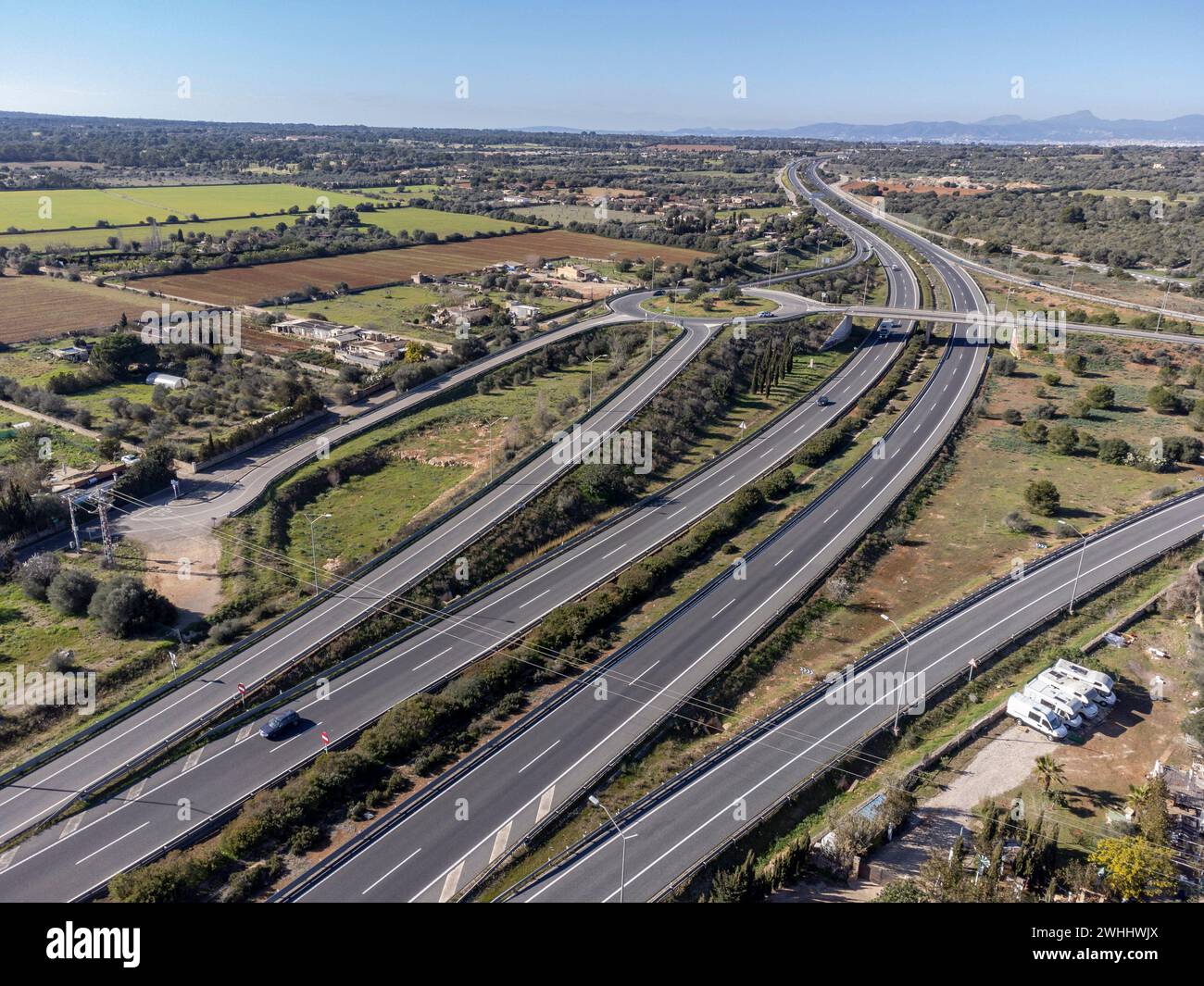 Ma-19 motorway and Son Noguera industrial estate roundabout Stock Photo ...