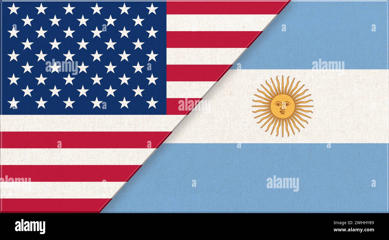 Flags of USA and Argentina. American and Argentine national flags on ...