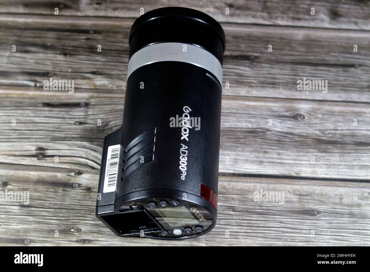 Cairo, Egypt, February 9 2024: A portable Godox AD300 Pro outdoor flash ...