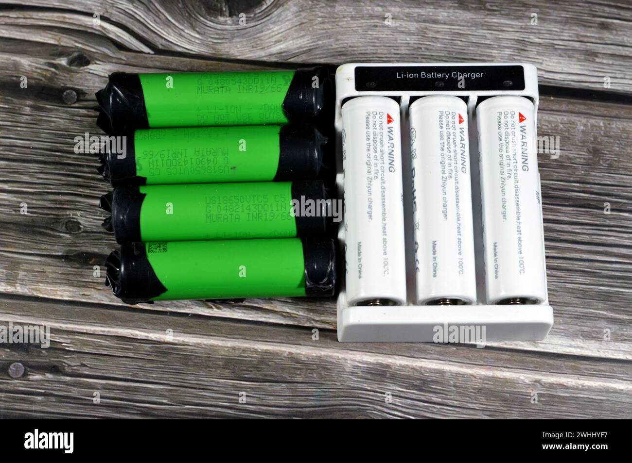 Cairo, Egypt, February 9 2024: 18650 battery pack cells, cylindrical ...