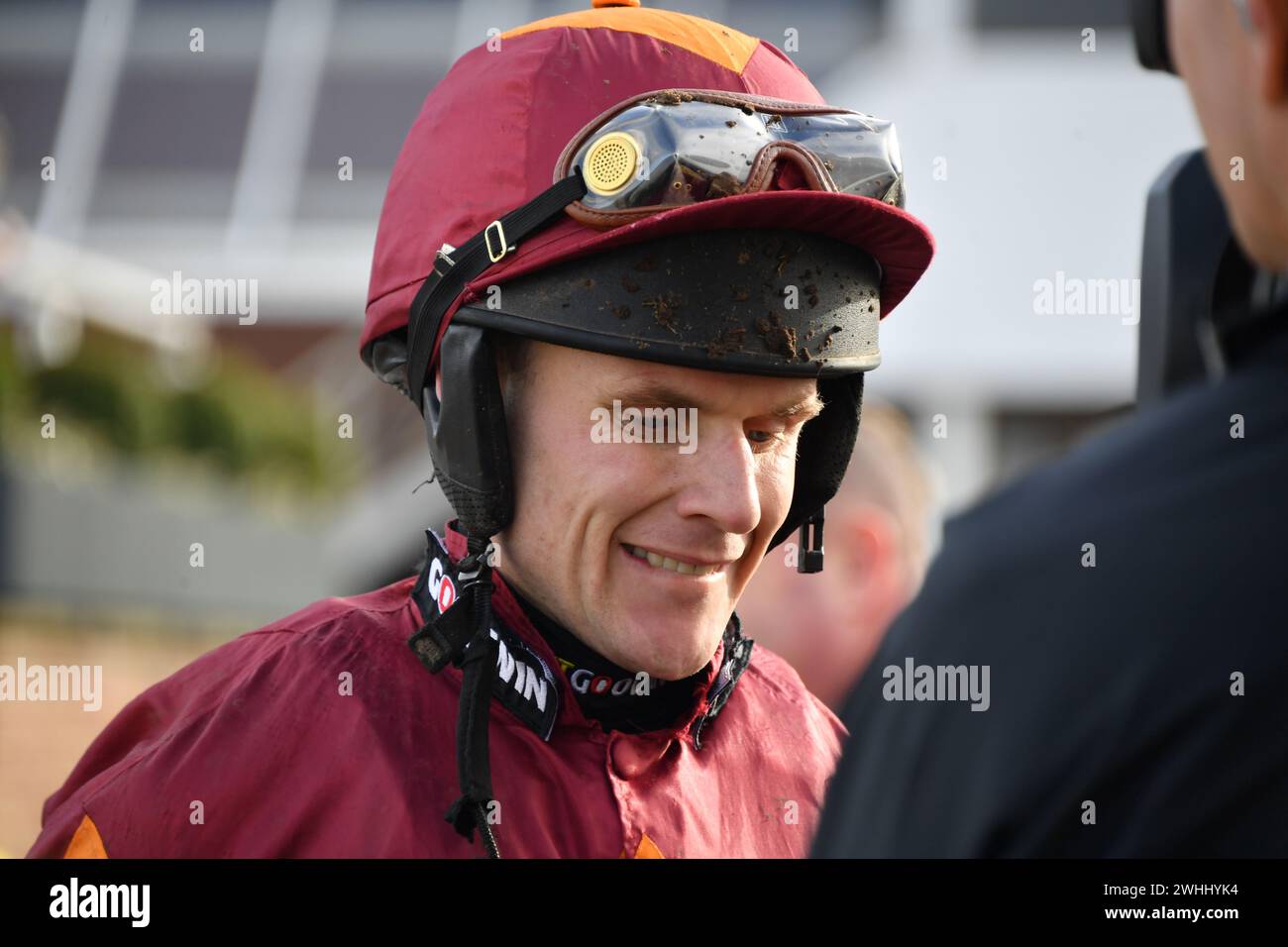 Newbury, UK. 10th January 2024. Jockey Tom Cannon after riding Emitom ...