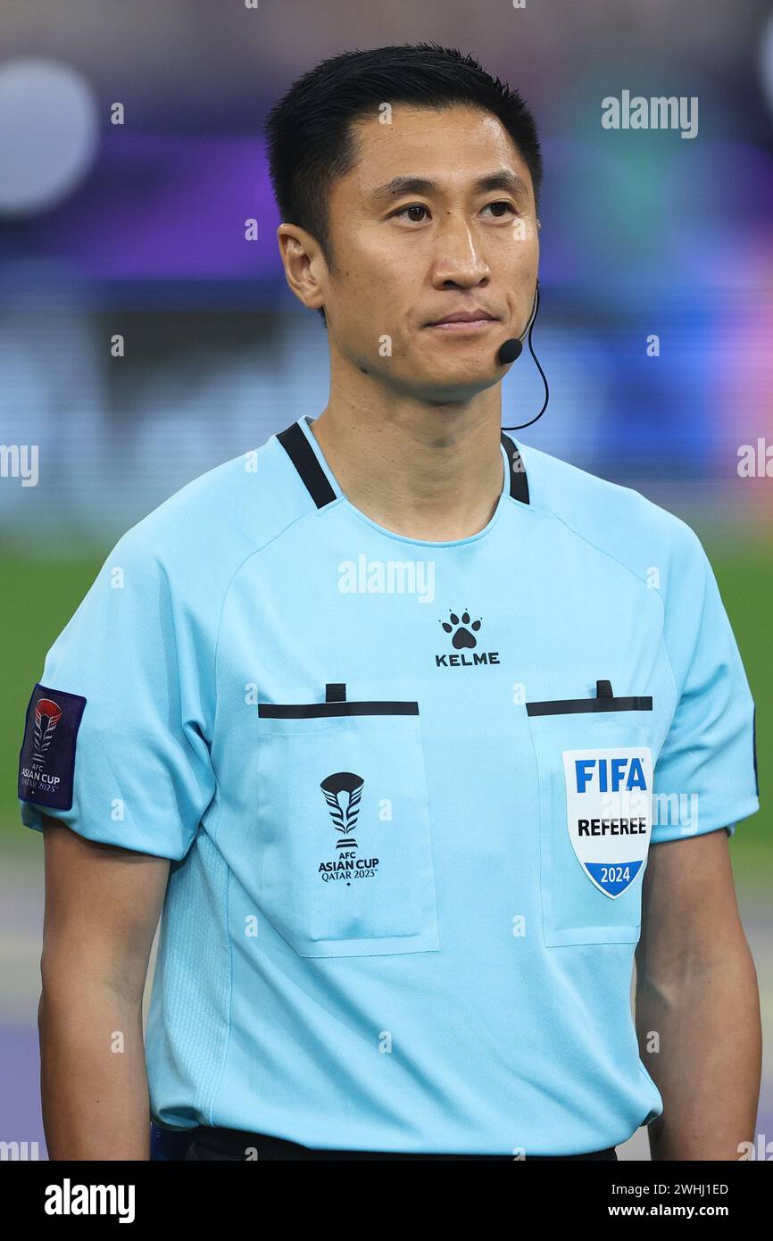 Lusail, Qatar. 10th Feb, 2024. Referee Ma Ning is seen prior to the final between Jordan and ...