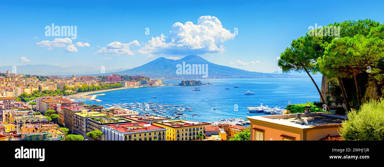 Naples, Italy. View of the Gulf of Naples from the Posillipo hill with ...