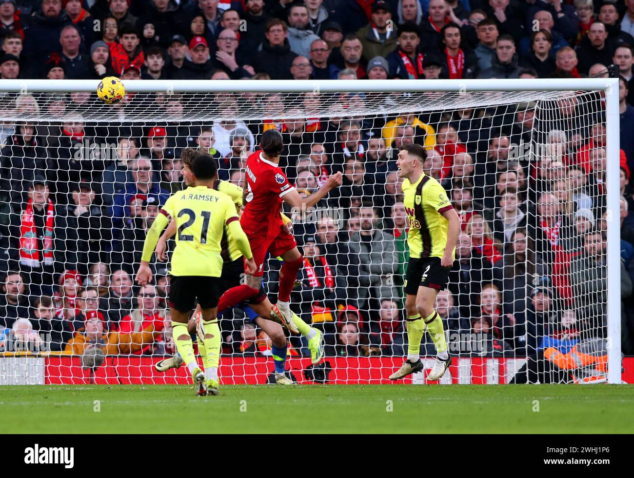 Liverpool's Darwin Nunez scores their side's third goal of the game ...