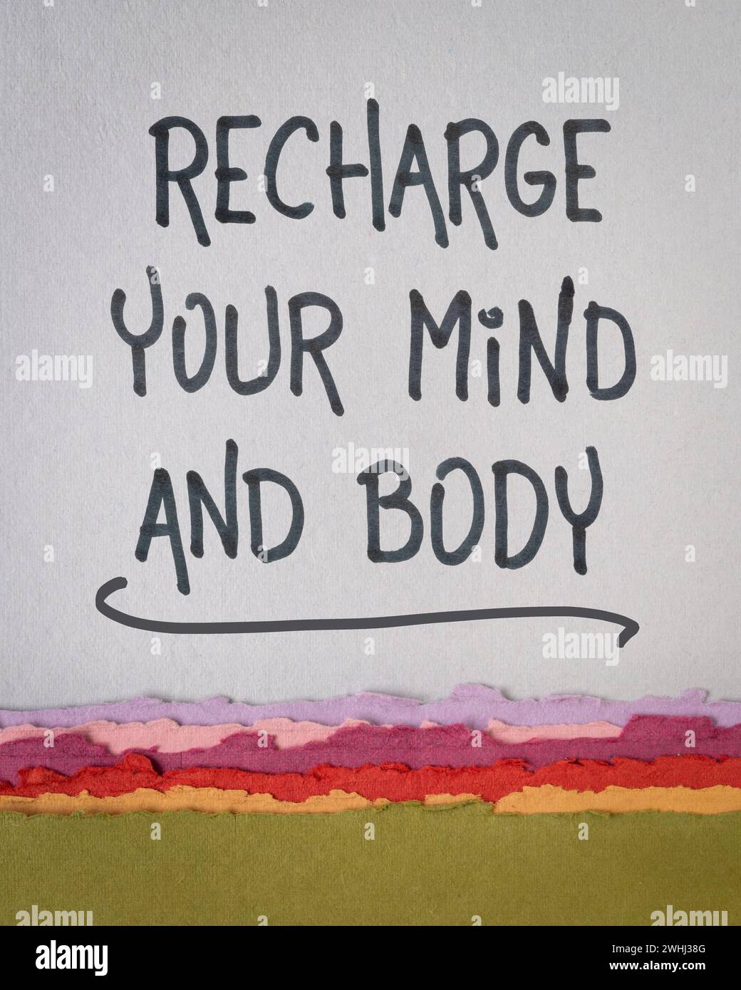 recharge your mind and body advice - inspiraitonal handwriting on art ...