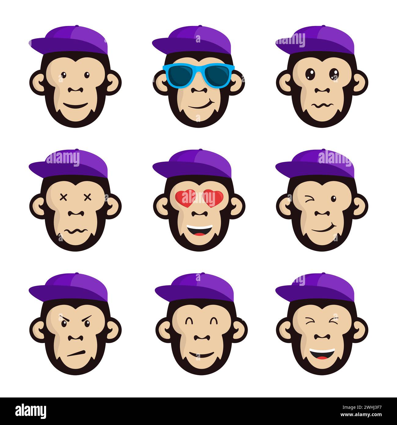 monkey head color vector illustration stickers Stock Vector Image & Art ...