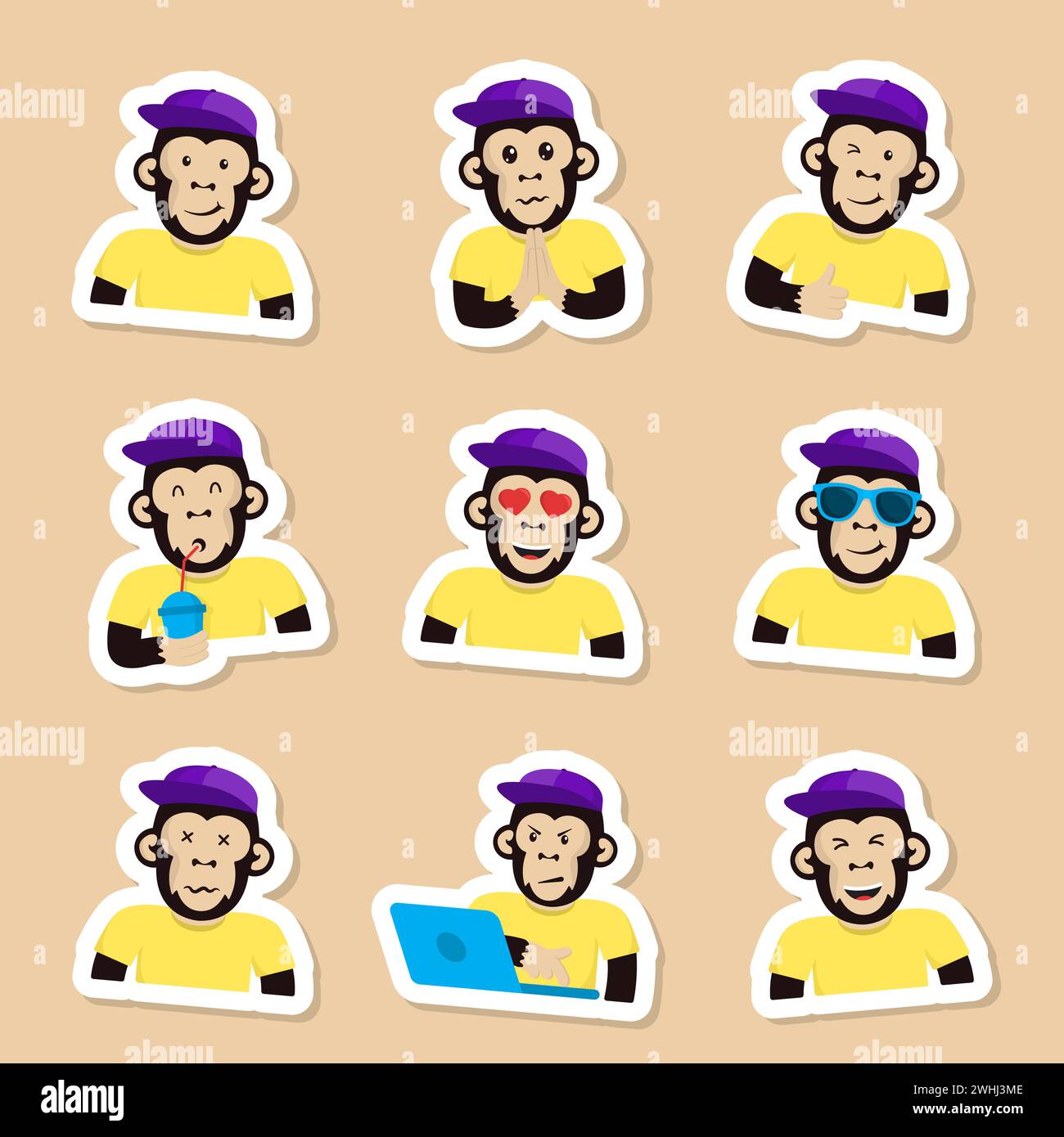 monkey color vector stickers Stock Vector Image & Art - Alamy