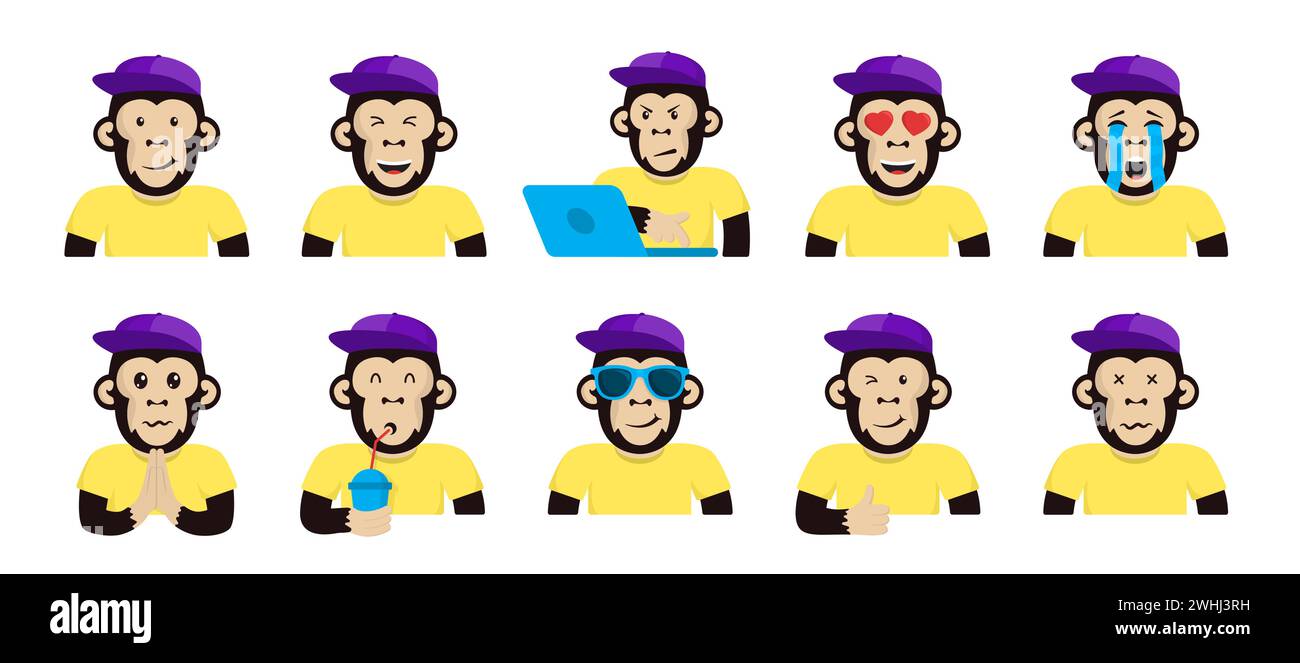 monkey color vector illustration stickers Stock Vector Image & Art - Alamy