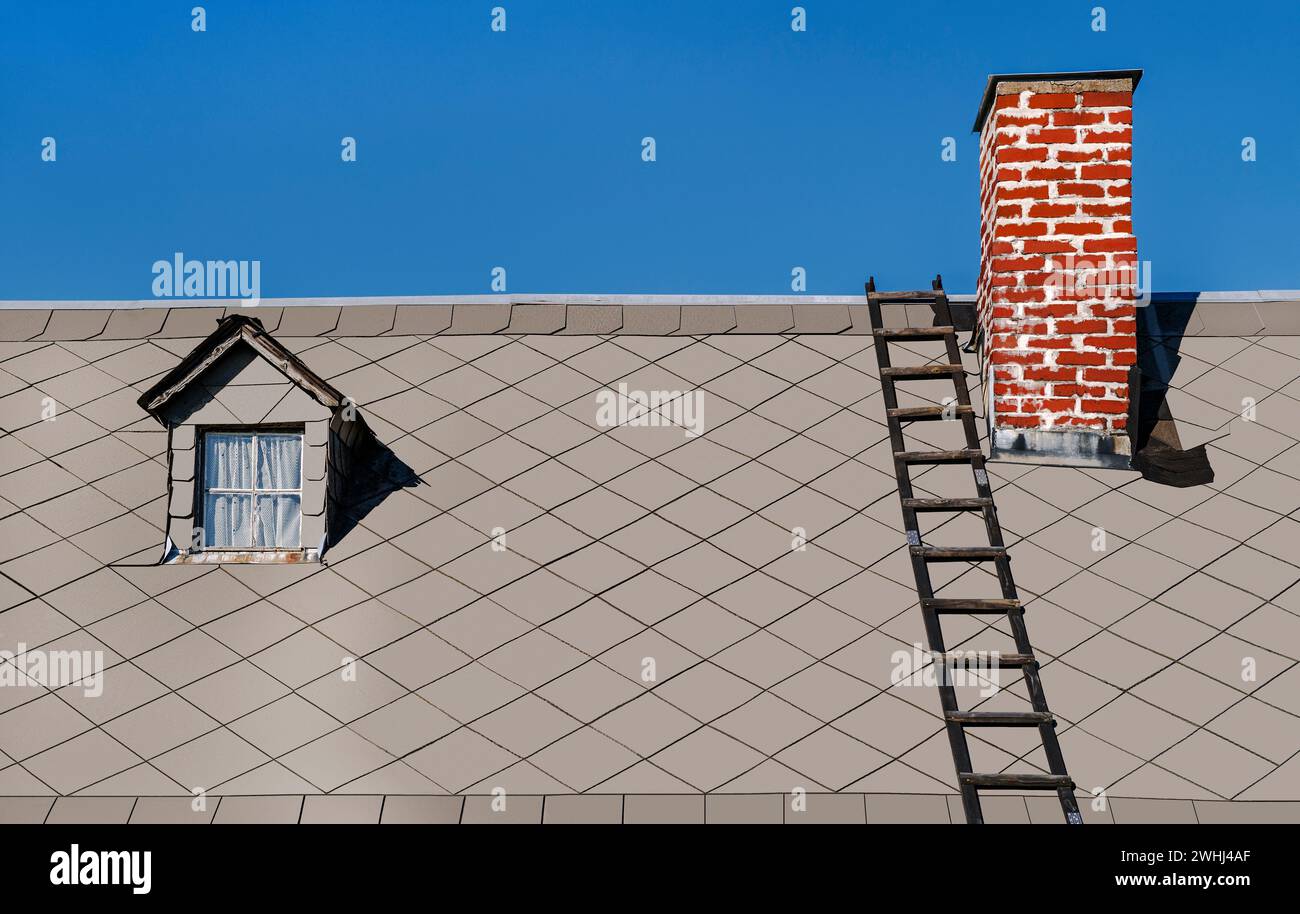 Chimney, ladder and a window Stock Photo - Alamy