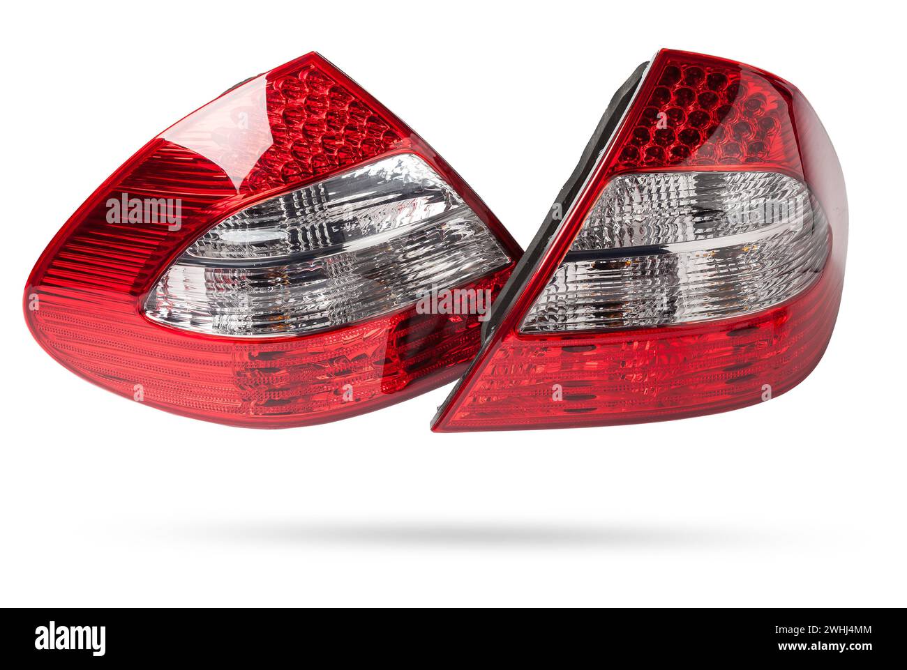 Stylish headlight stop signal made of white and red transparent glass ...