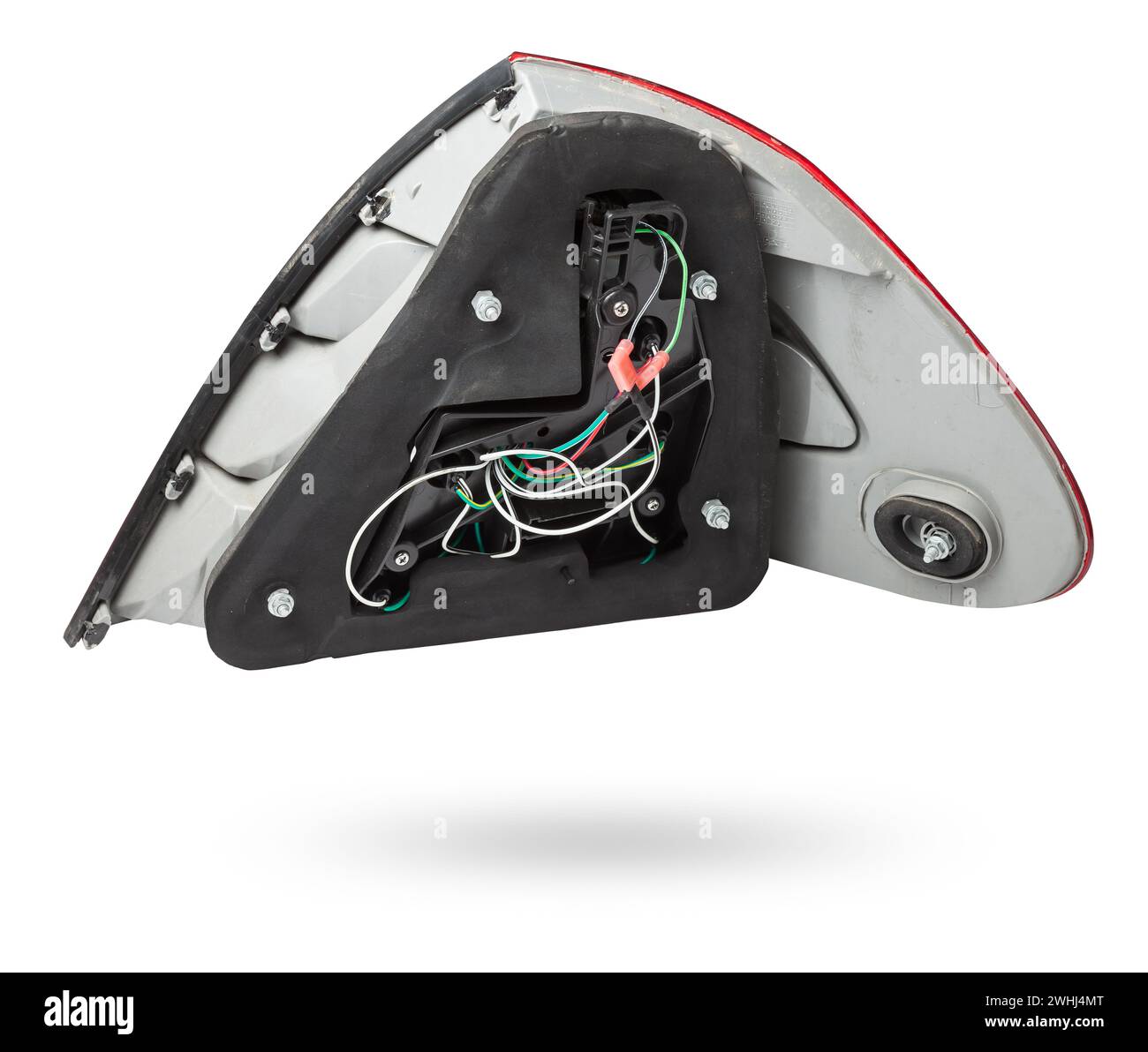 Stylish headlight stop signal made of white and red transparent glass ...