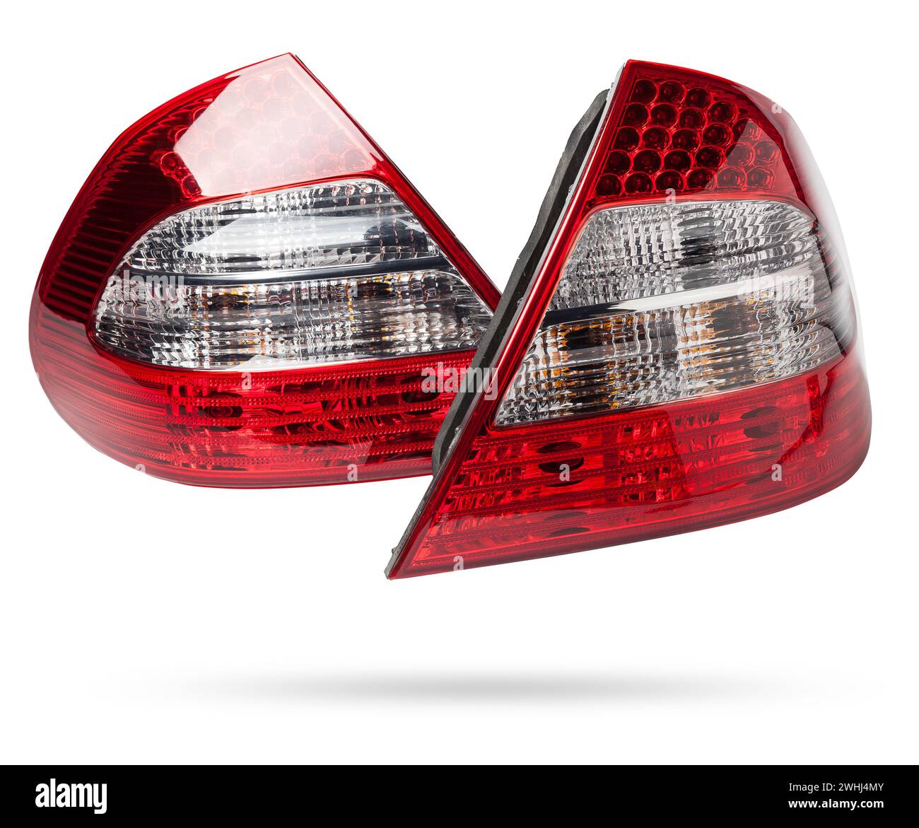 Stylish headlight stop signal made of white and red transparent glass ...