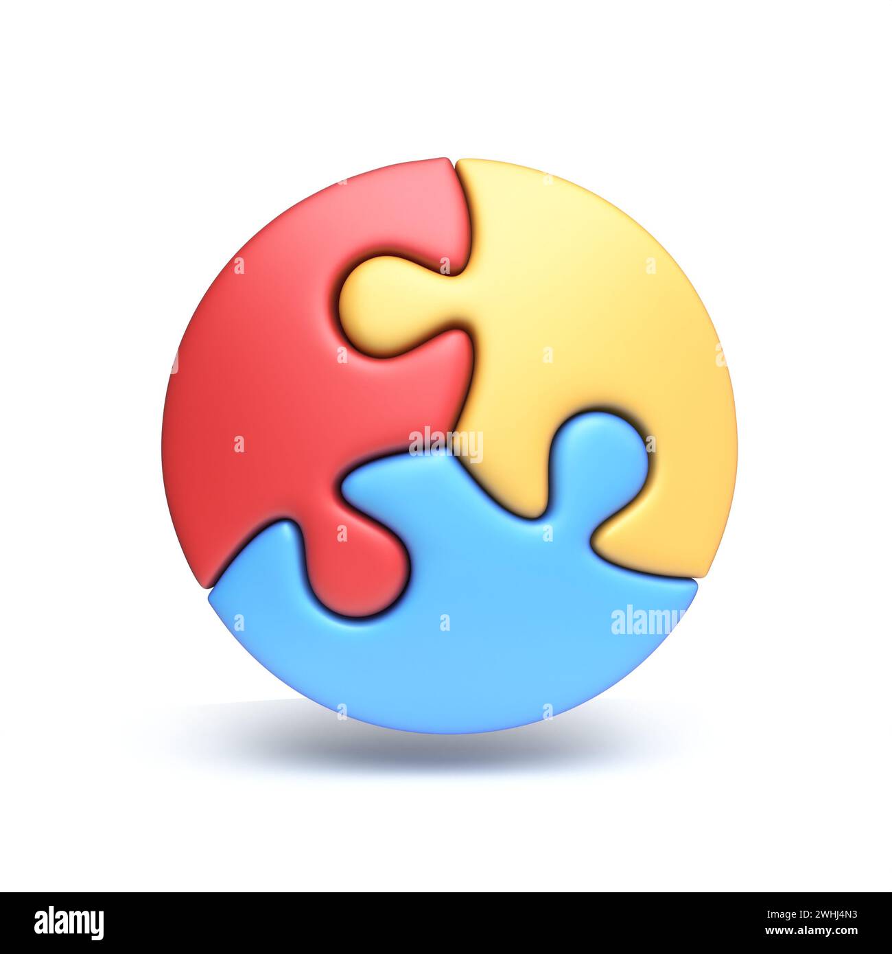 Circle three pieces puzzle 3D Stock Photo - Alamy