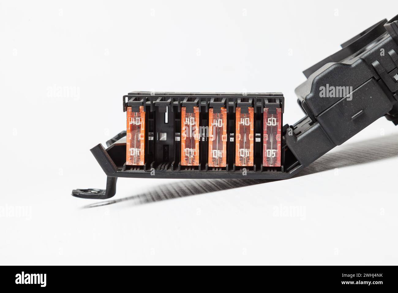 Close up view of Car Fuse box, Control engine lighting. Car electrical ...