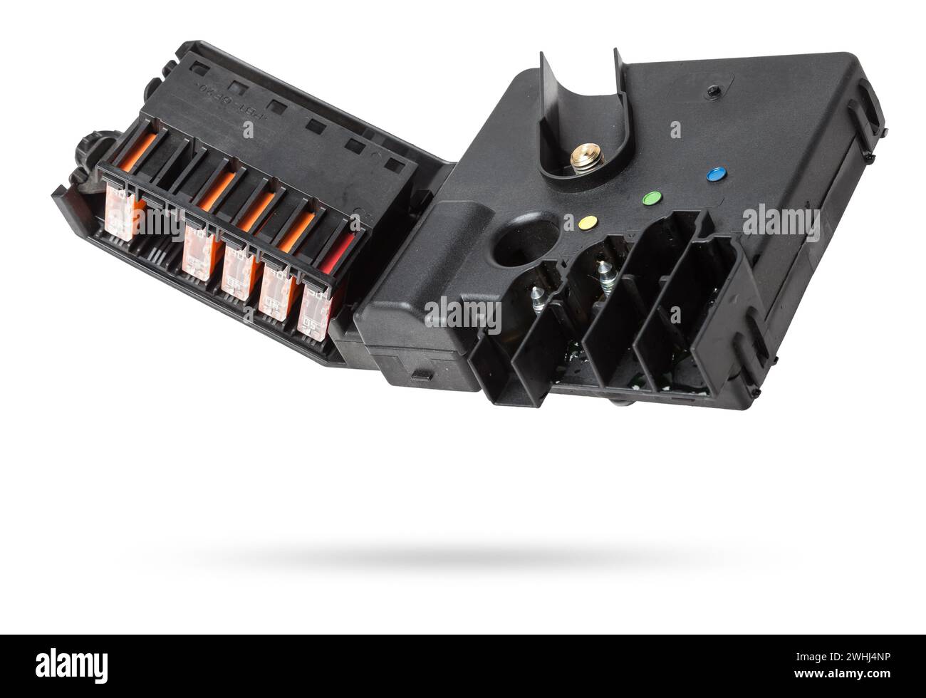 Close up view of Car Fuse box, Control engine lighting. Car electrical ...