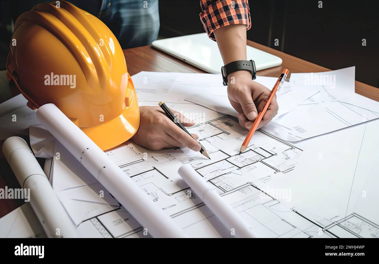 Construction worker line drawings hi-res stock photography and images ...