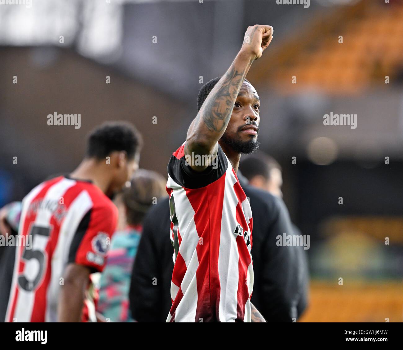Ivan Toney of Brentford celebrates the full time result, during the ...
