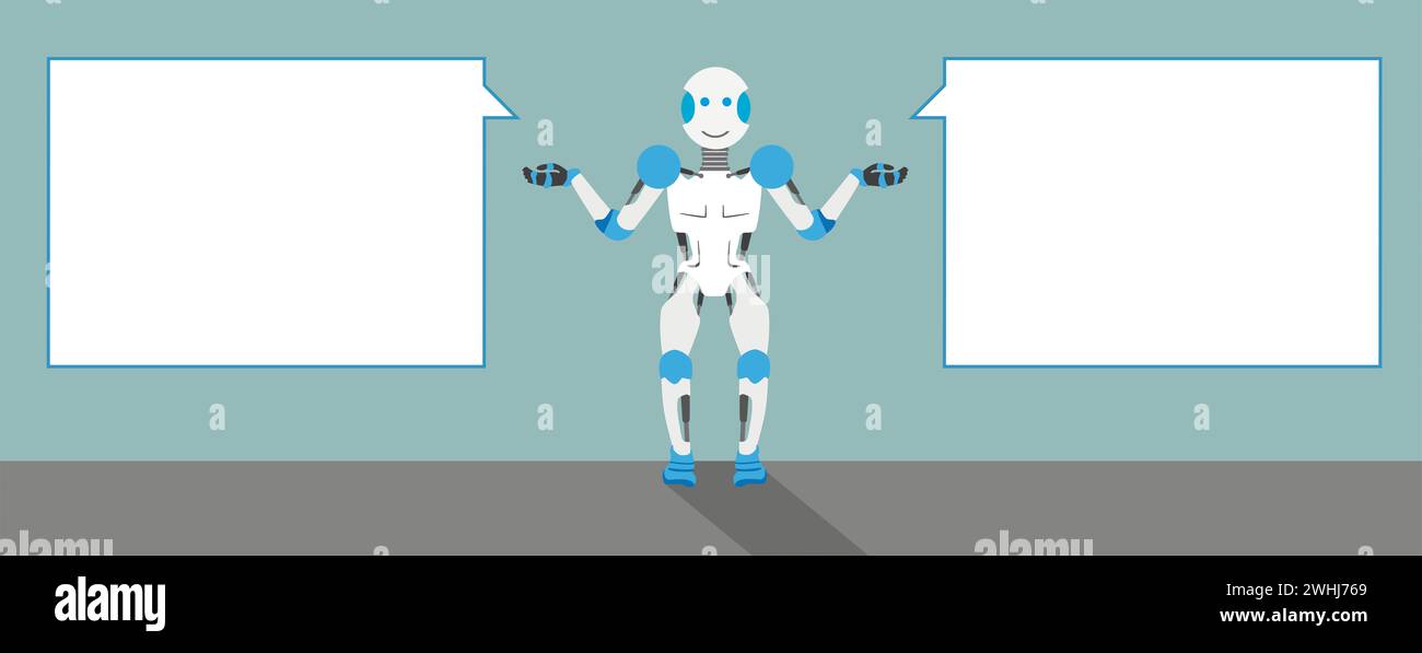 A chat robot cartoon with two speech bubbles. Eps 10 vector file Stock ...