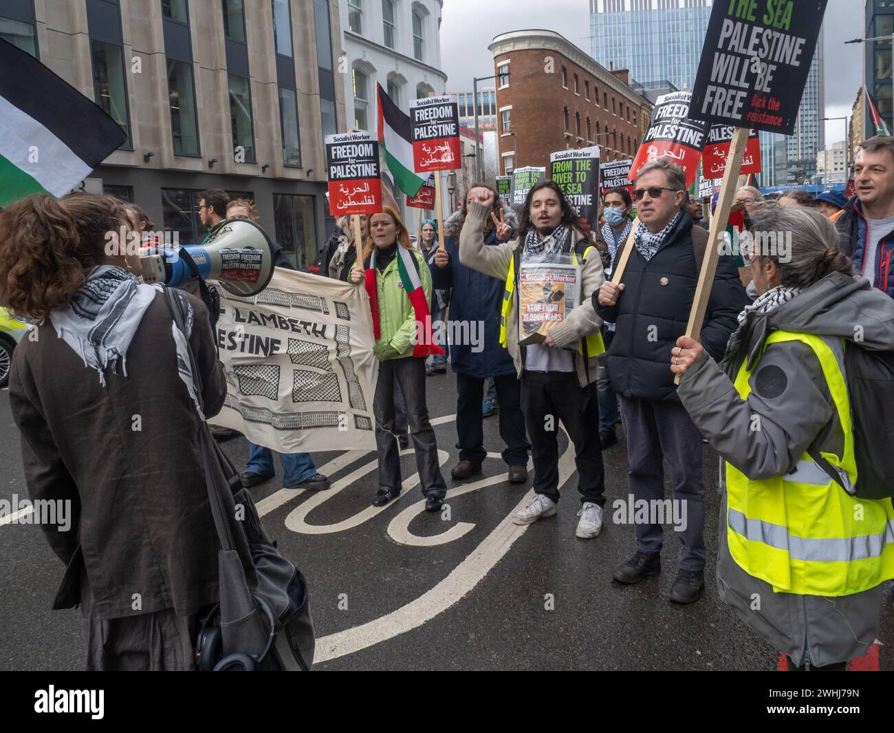 London, UK. 10 Feb 2024. In one of many local protests around the ...
