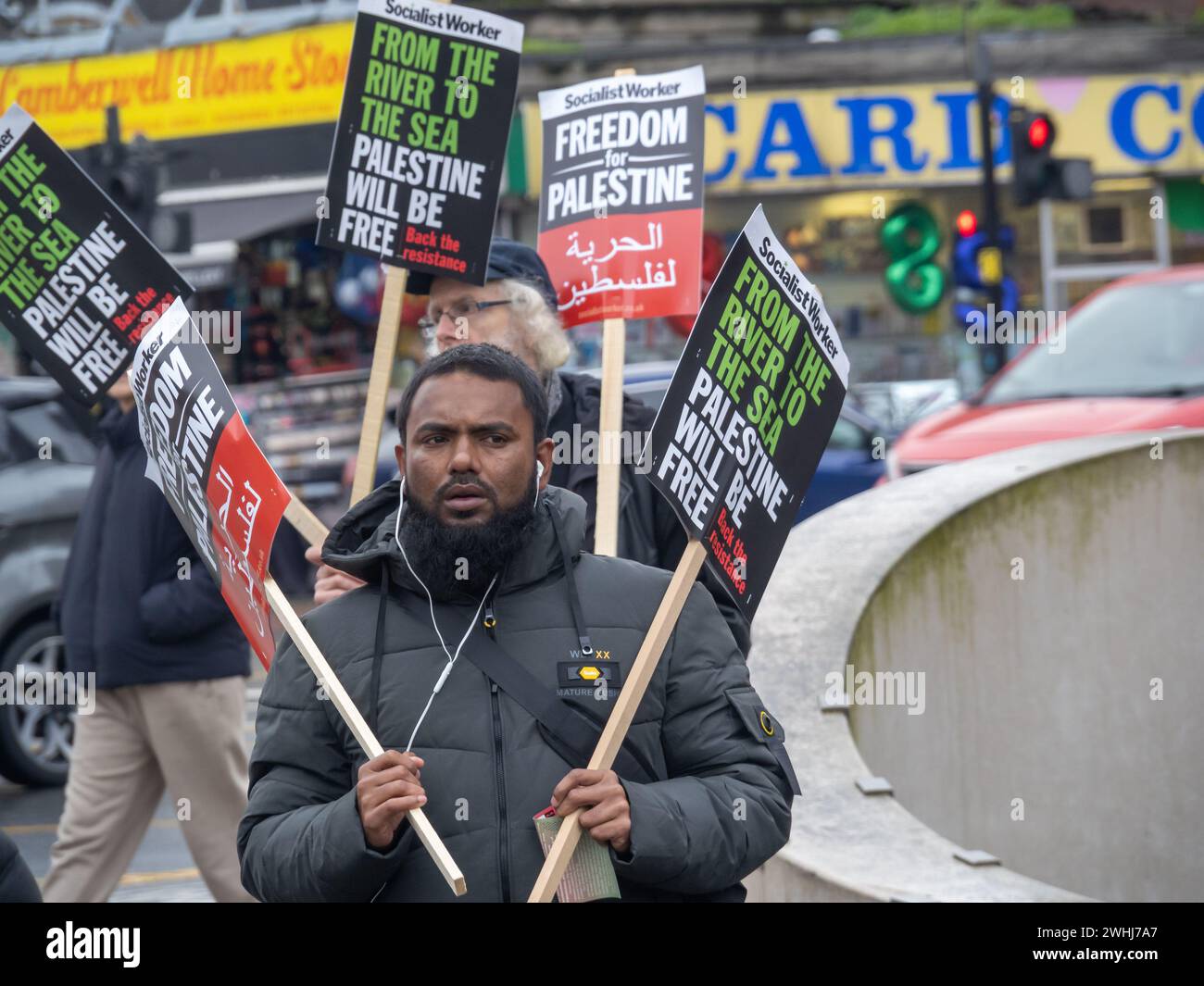 London, UK. 10 Feb 2024. In one of many local protests around the ...