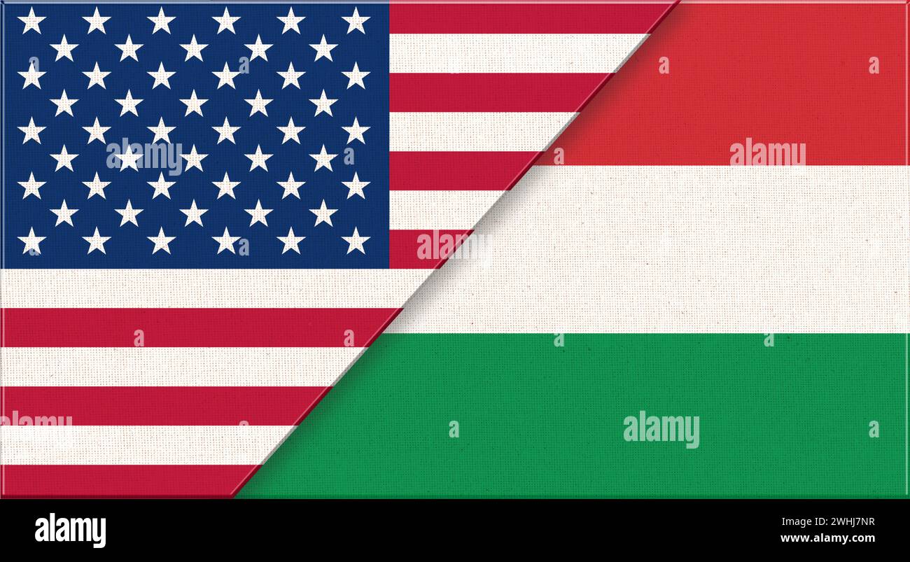 Flags of USA and Hungary. American and Hungarian national flags on ...