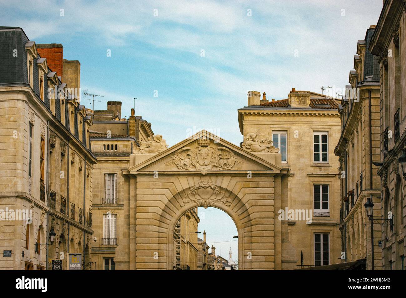 Bordeaux, France. May 2, 2023 Burgundy Gate triumphal arch in daytime ...