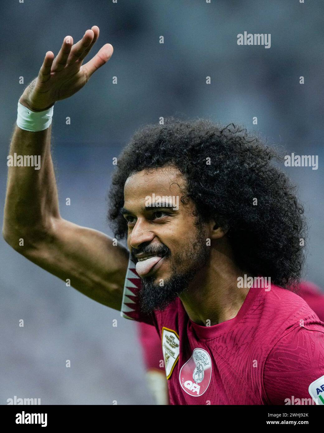 Qatar, Lusail, 10 February 2024 - Akram Afif of Qatar celebrates after ...