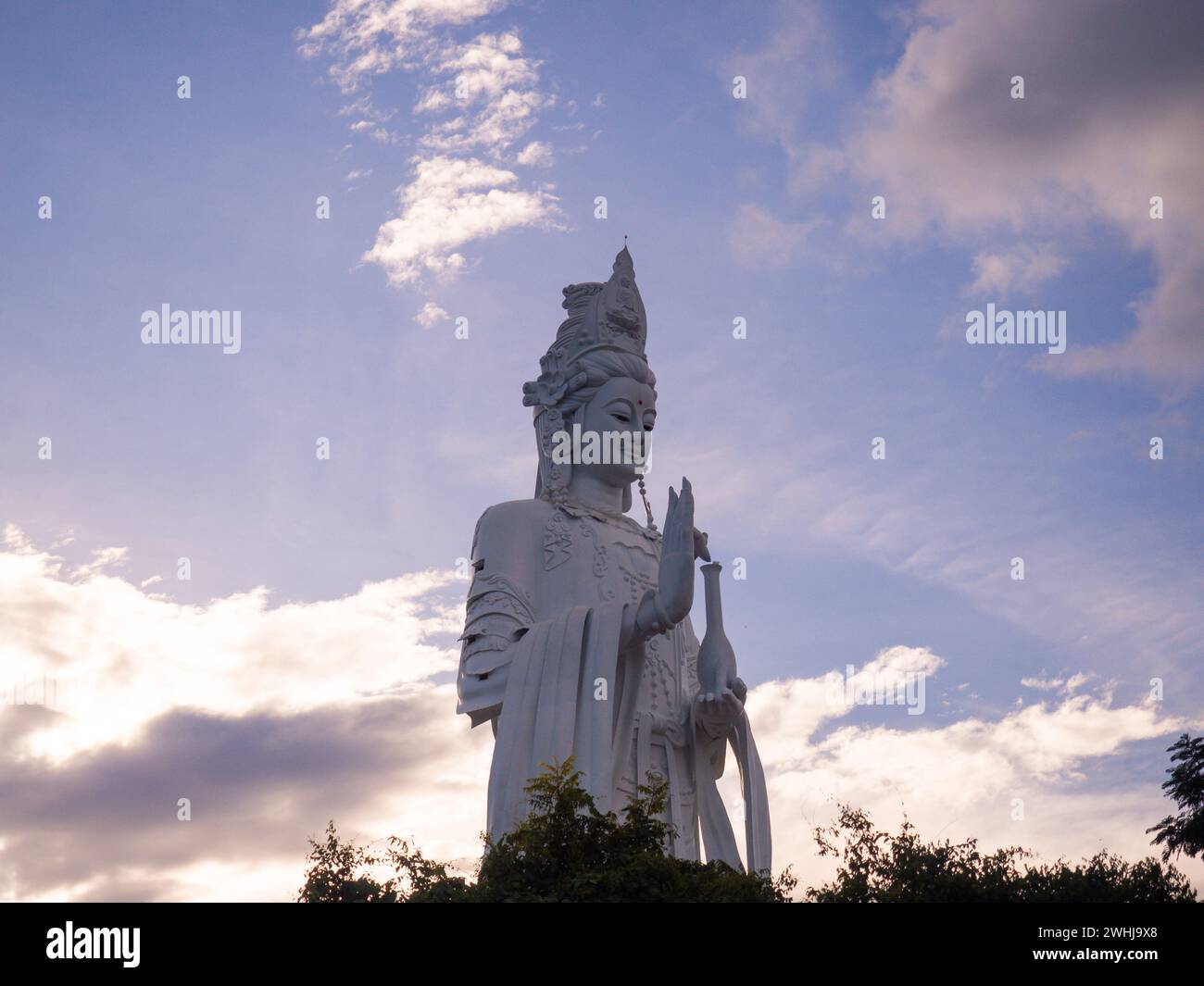 View of Linh An Pagoda with sunset, DaLat city, Lam Dong province ...
