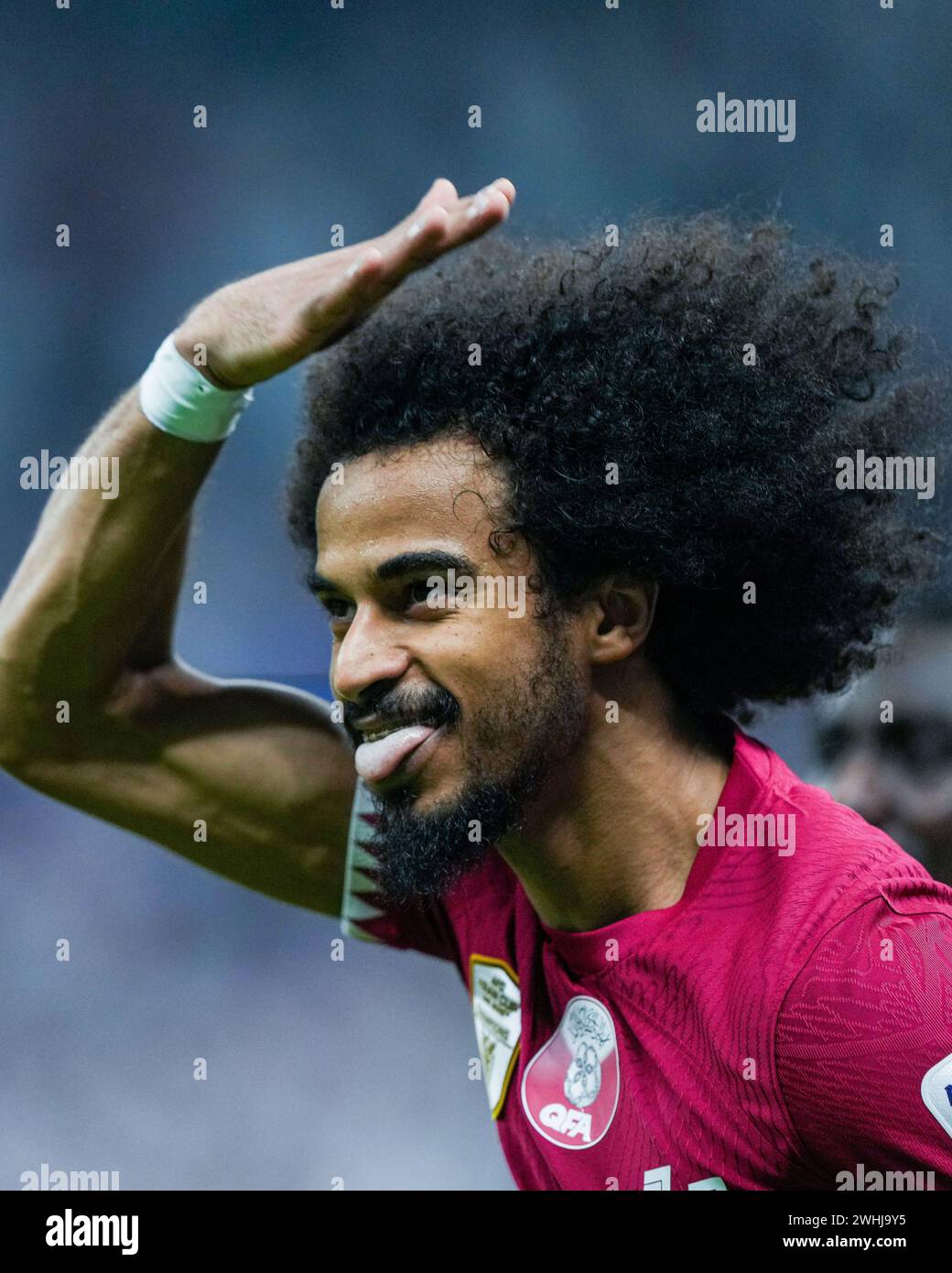 Qatar, Lusail, 10 February 2024 - Akram Afif of Qatar celebrates after ...