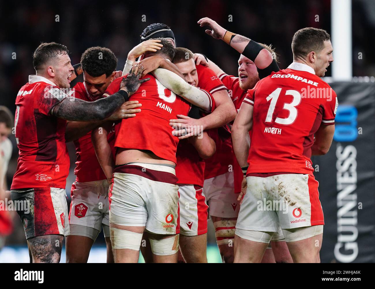 Wales's Alex Mann celebrates scoring their side's second try during the ...