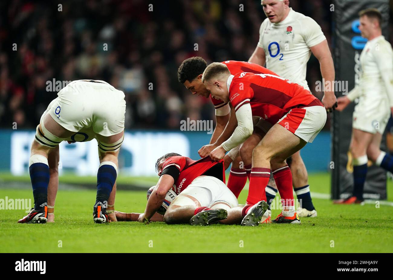 Wales's Alex Mann celebrates scoring their side's second try during the ...