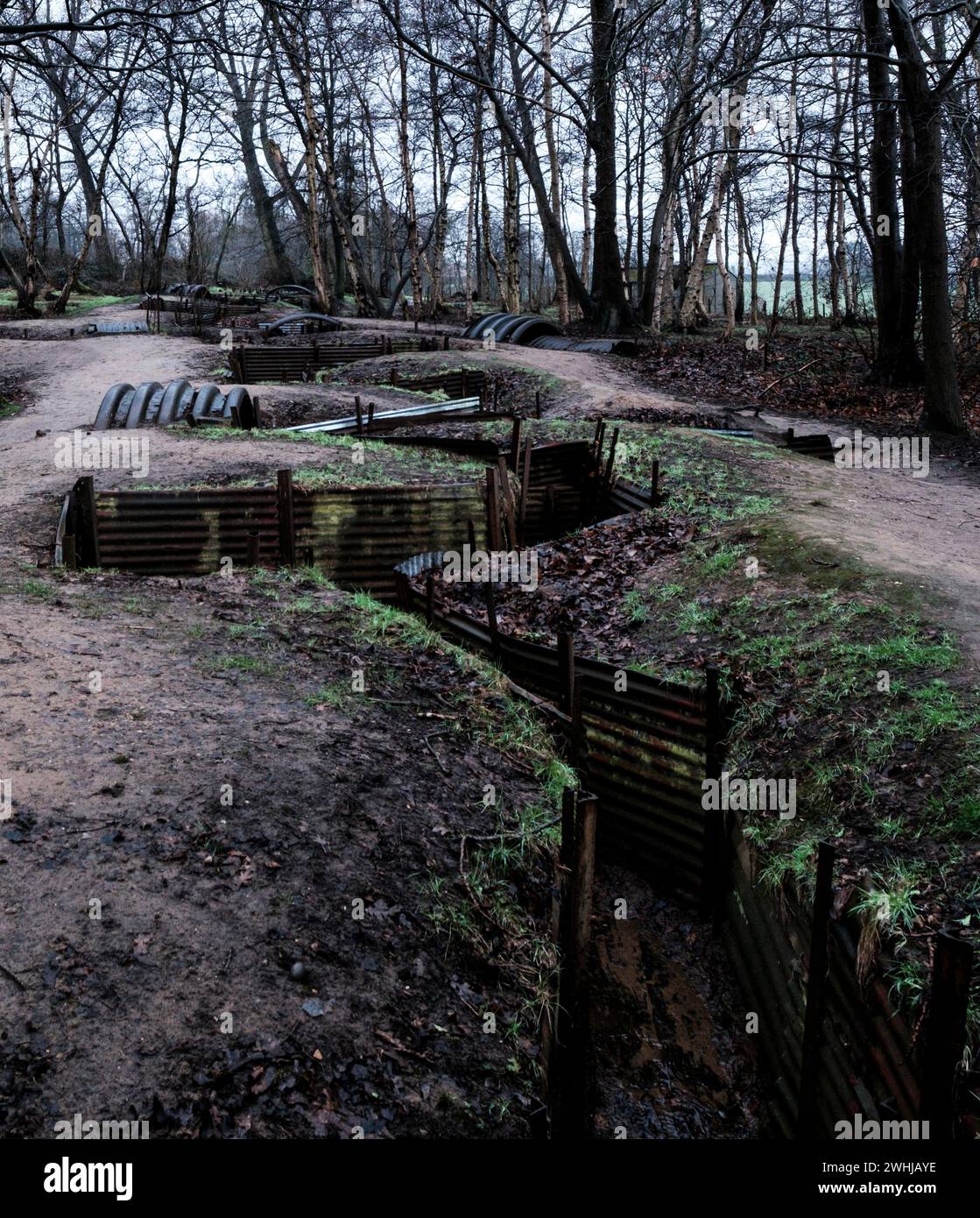 Preserved First World War British trenches and shell craters in ...