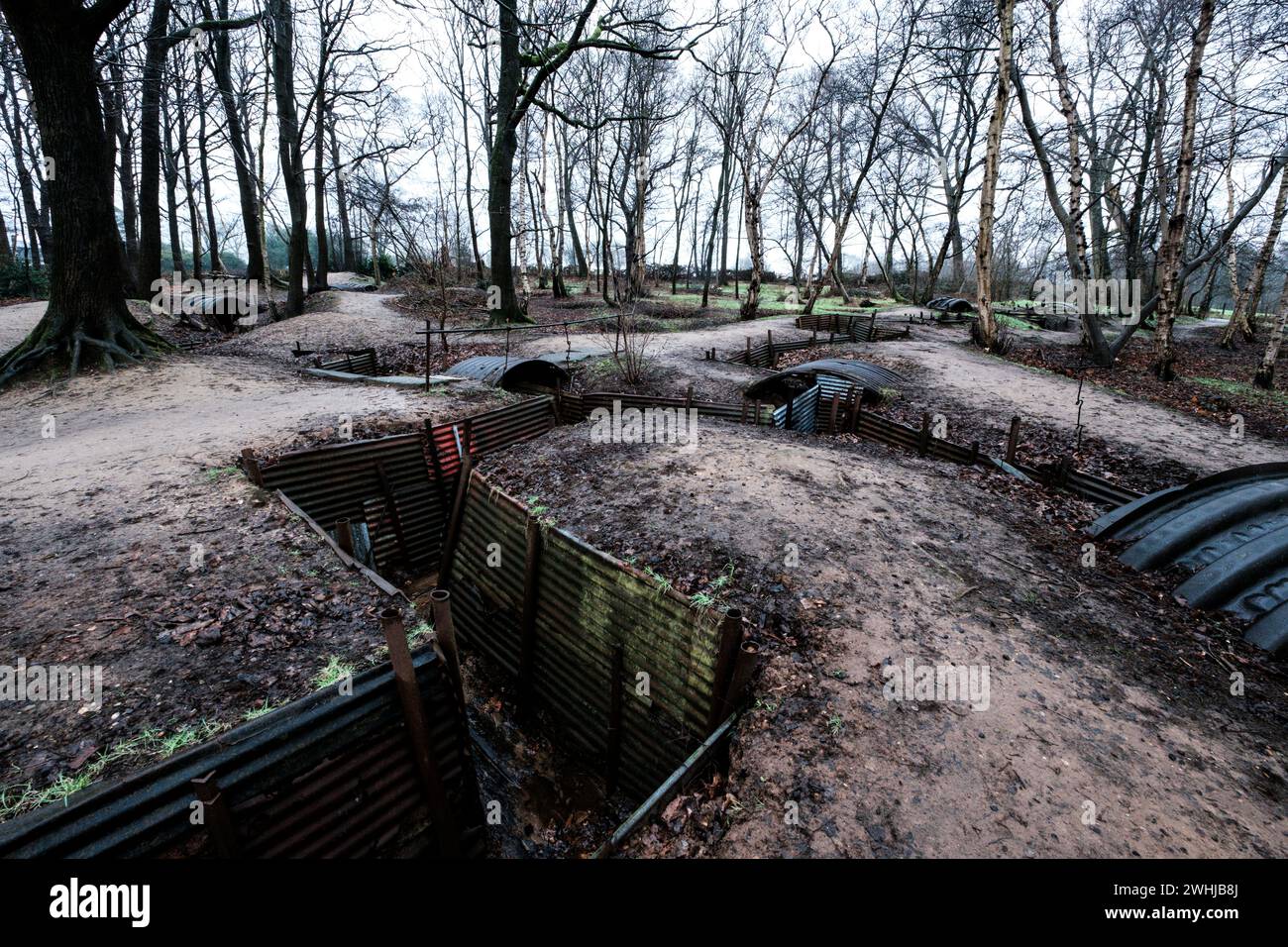 Preserved First World War British trenches and shell craters in ...