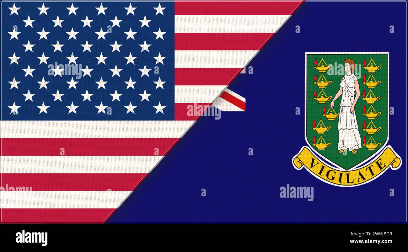 Flags of USA and British Virgin Islands. American and British Virgin ...