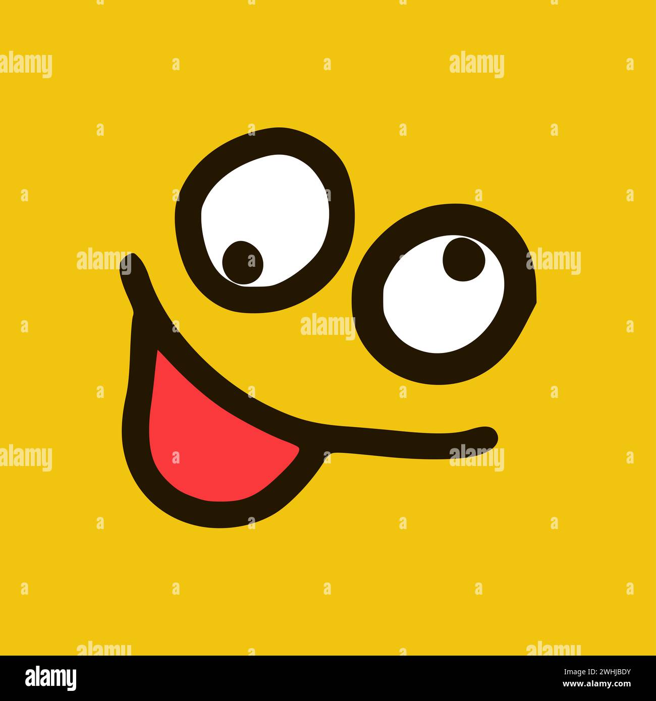 Stupid sad emoticon in doodle style. Cartoon face expressions isolated ...