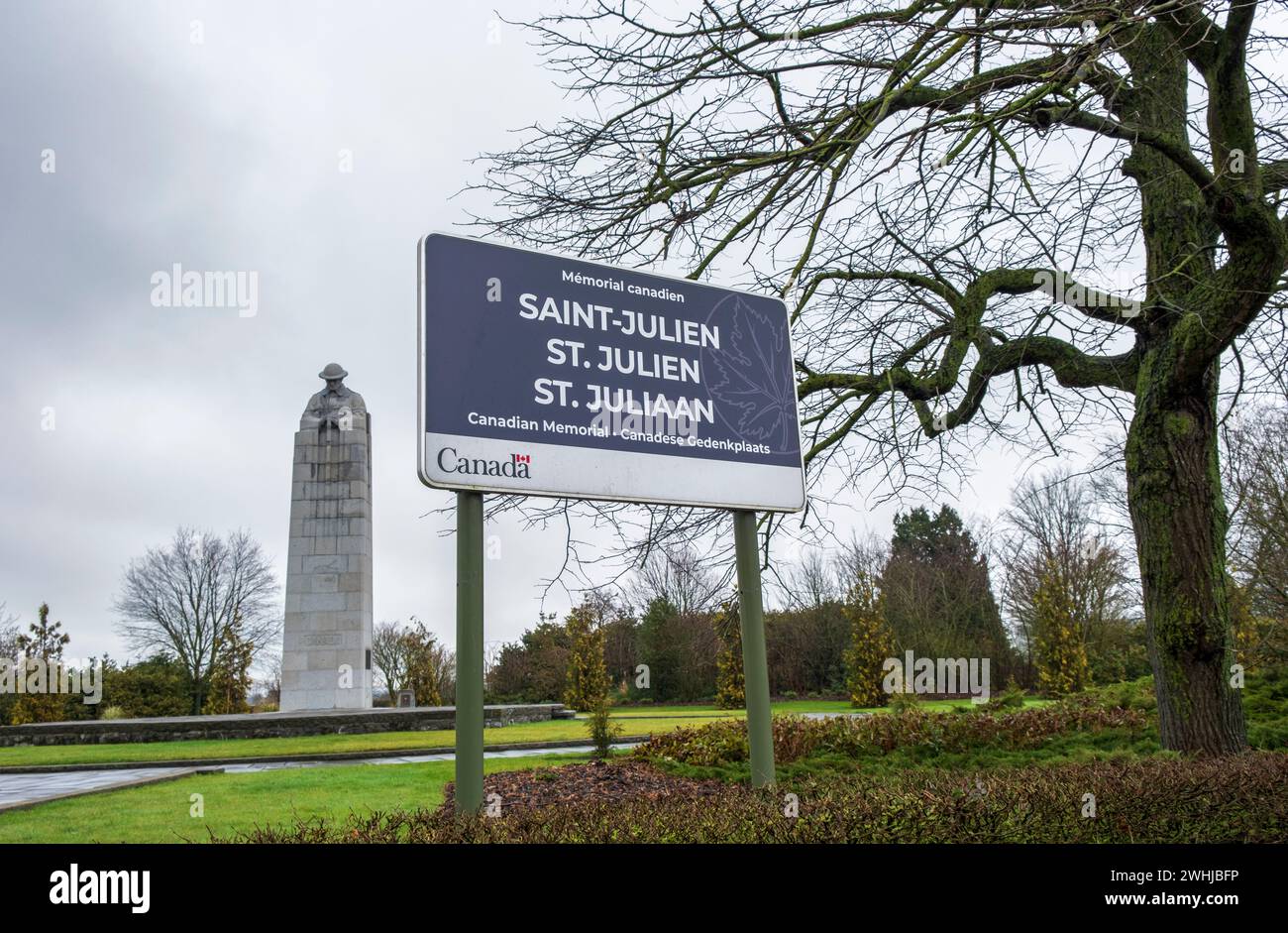 The Canadian St. Julien Memorial, also known as The Brooding Soldier ...