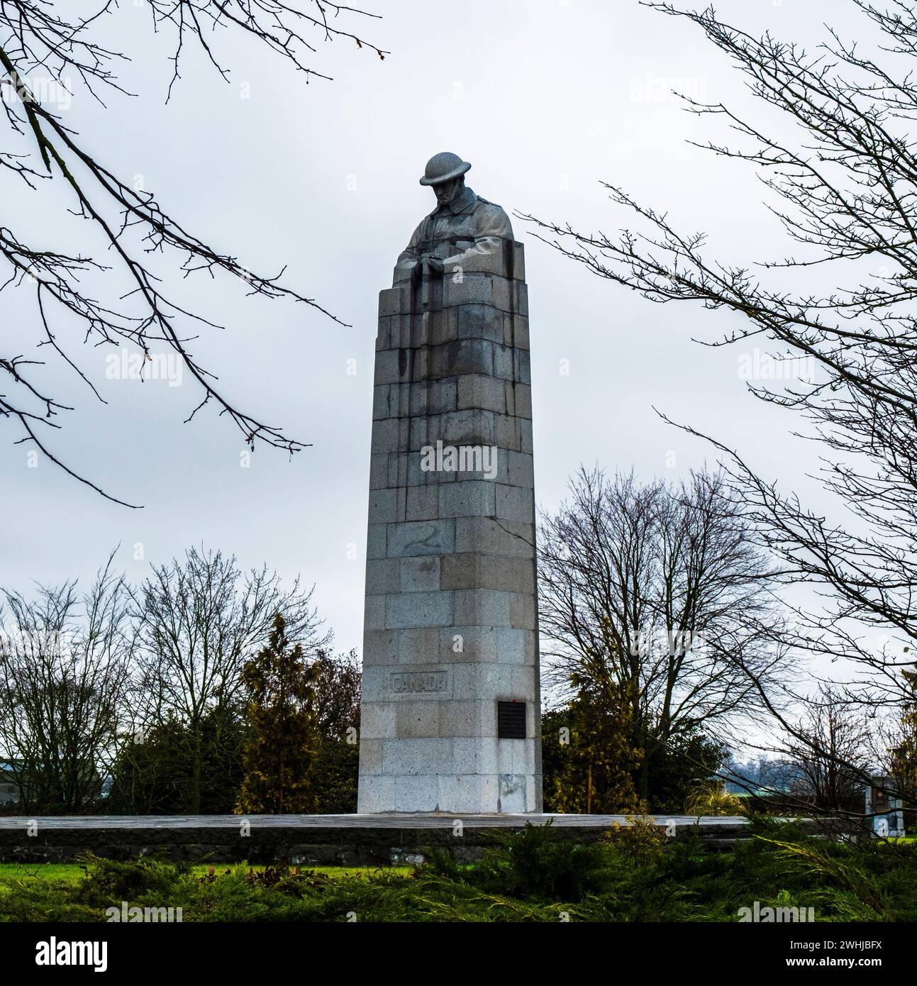 The Canadian St. Julien Memorial, also known as The Brooding Soldier ...