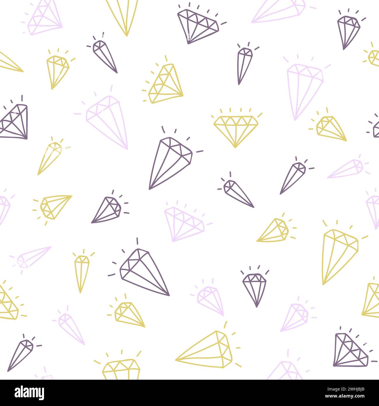 Cute hand drawn seamless pattern with diamonds. Vector illustration ...