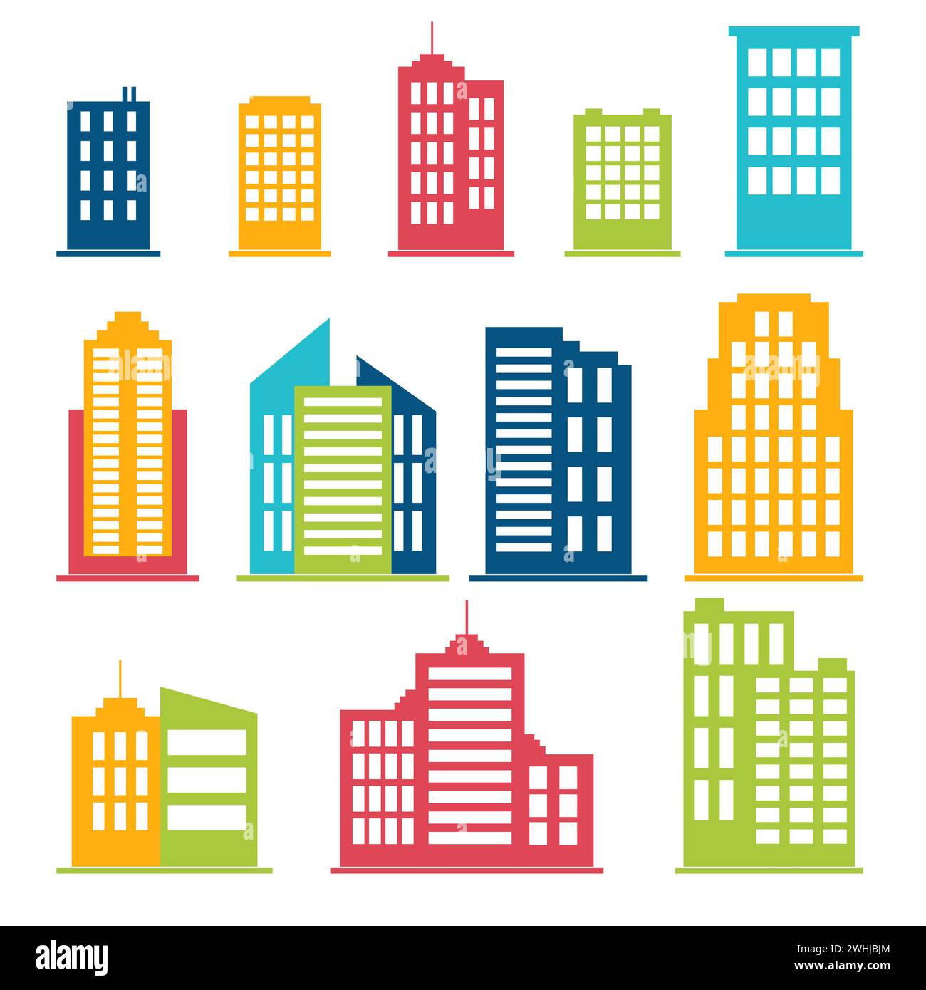 Building icons set in color. Vector illustration Stock Vector Image ...