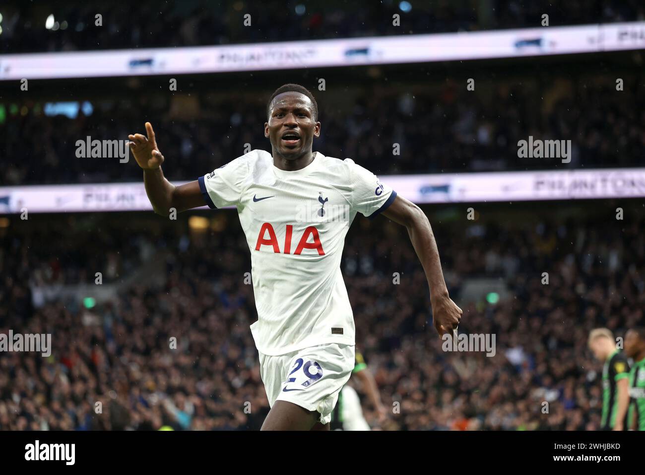 London, UK. 10th Feb, 2024. Pape Matar Sarr (TH) celebrates after ...