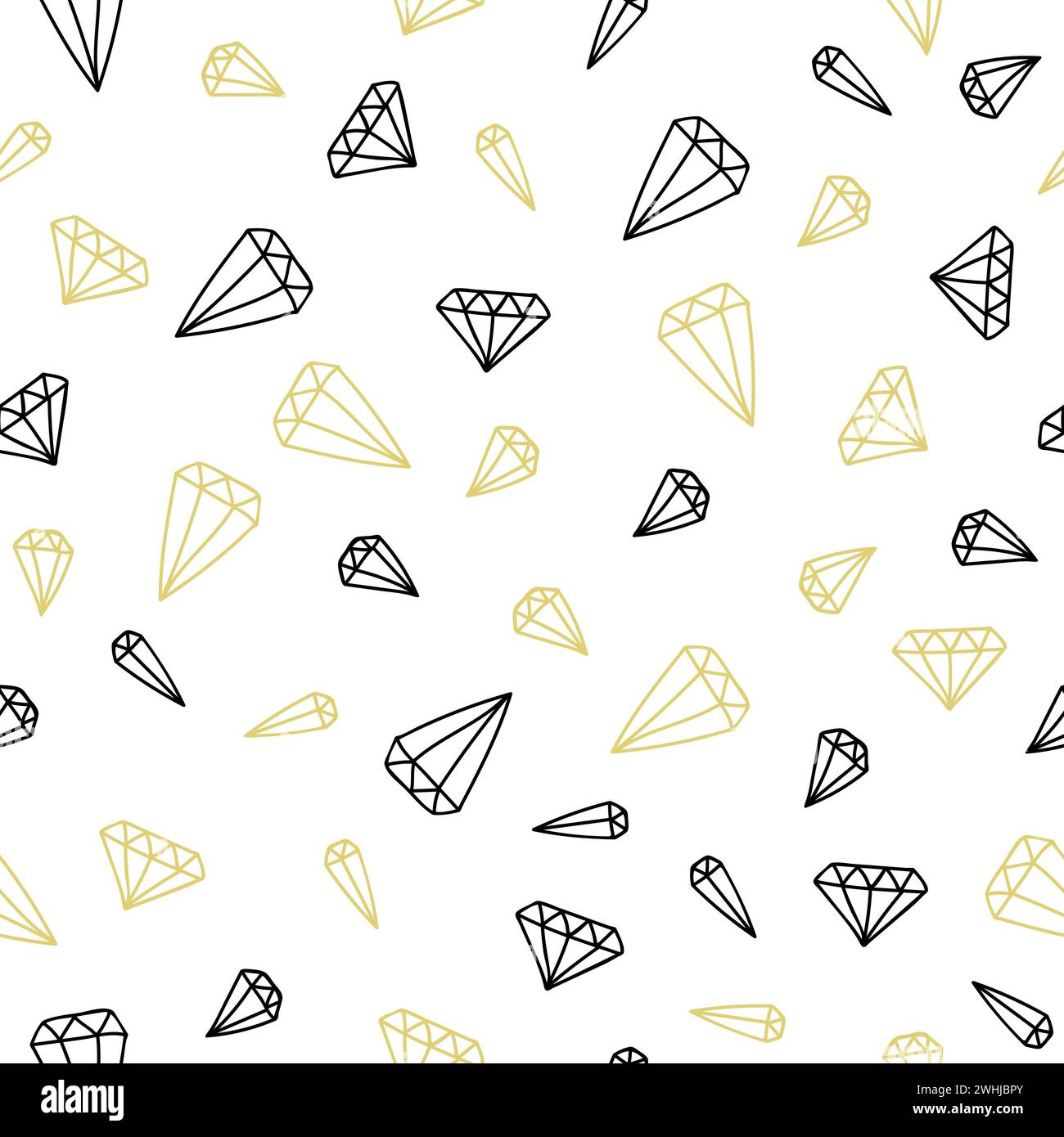 Hand drawn seamless background of diamonds. Vector illustration Stock ...