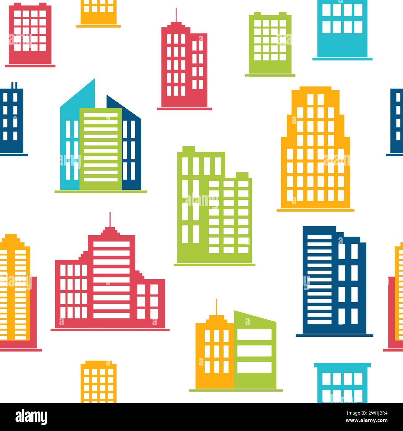 Building icons. Seamless pattern with city buildings. Vector illustration Stock Vector Image ...