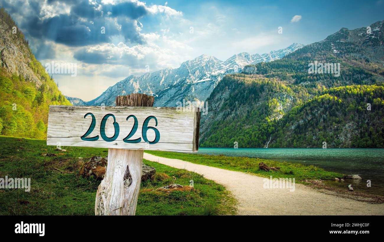 Image of a signpost pointing in the direction of the year 2026 Stock ...