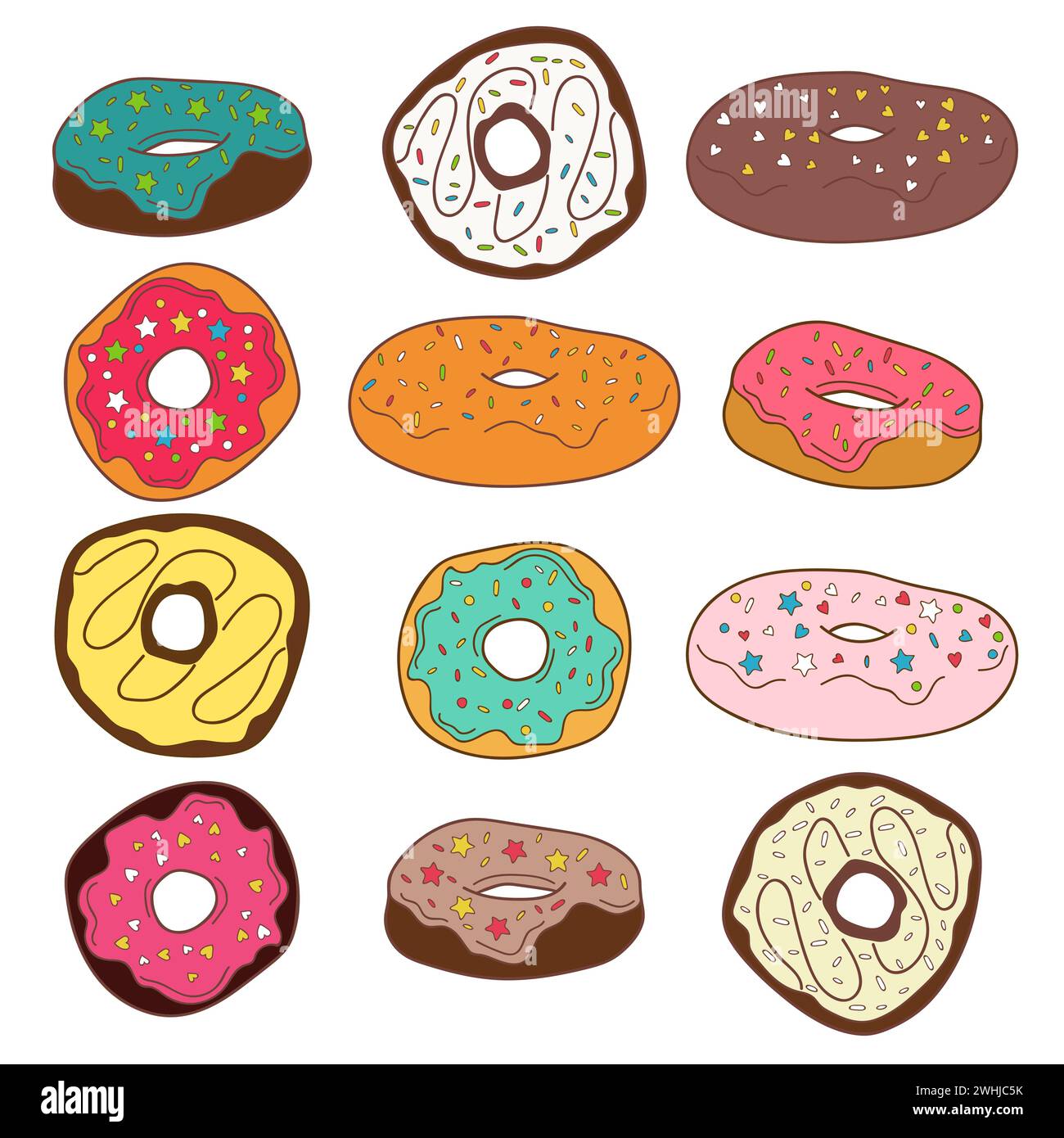 Set of cute colorful donuts. Vector illustration Stock Vector Image ...