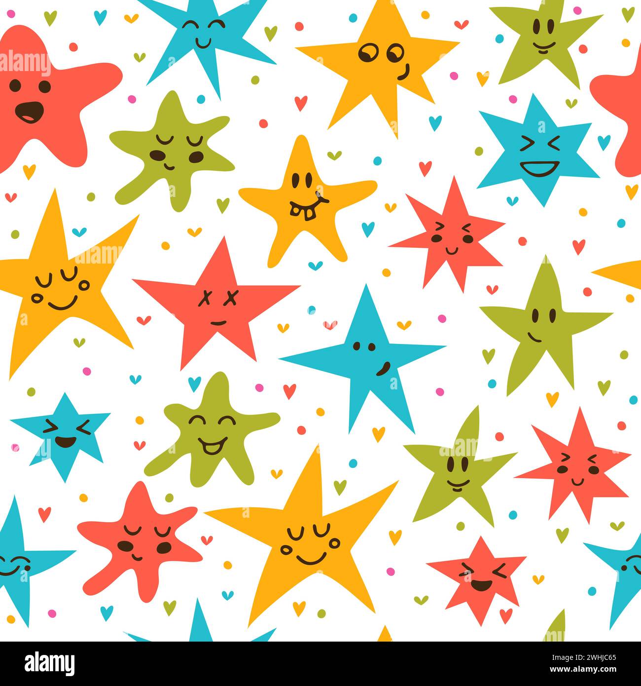 Seamless pattern with funny little stars. Stylish background with hand ...