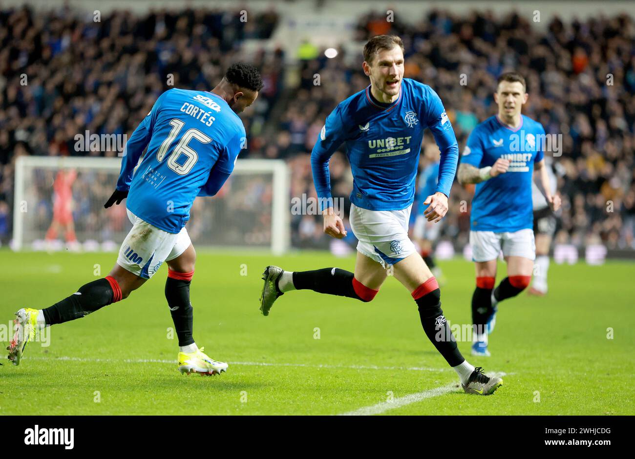 Rangers’ Borna Barisic (centre) celebrates scoring their side's first ...