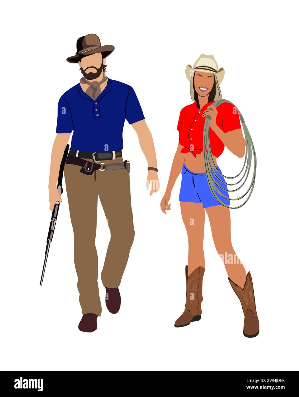 Vintage cowgirl art Stock Vector Images - Alamy