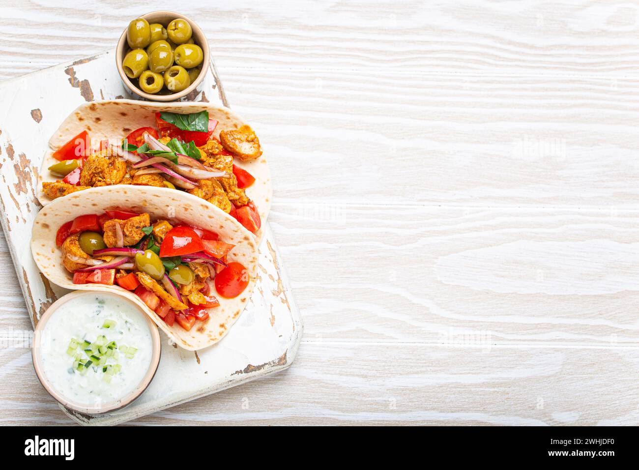 Traditional Greek Dish Gyros: Pita bread Wraps with vegetables, meat ...