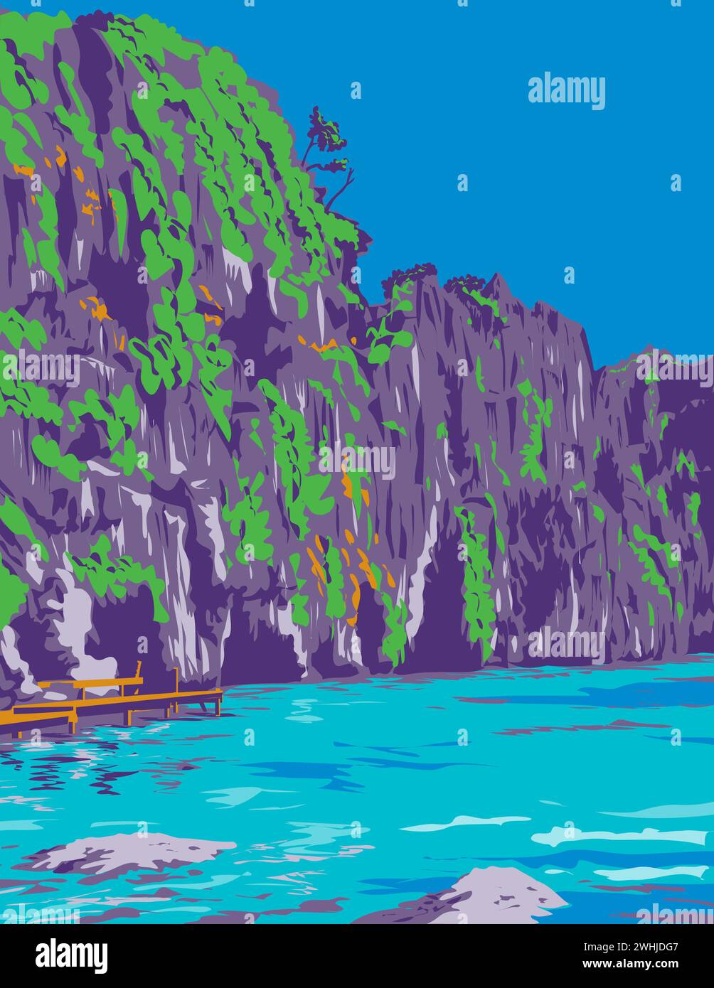 Kayangan Lake in Coron Northern Palawan Philippines WPA Art Deco Poster ...